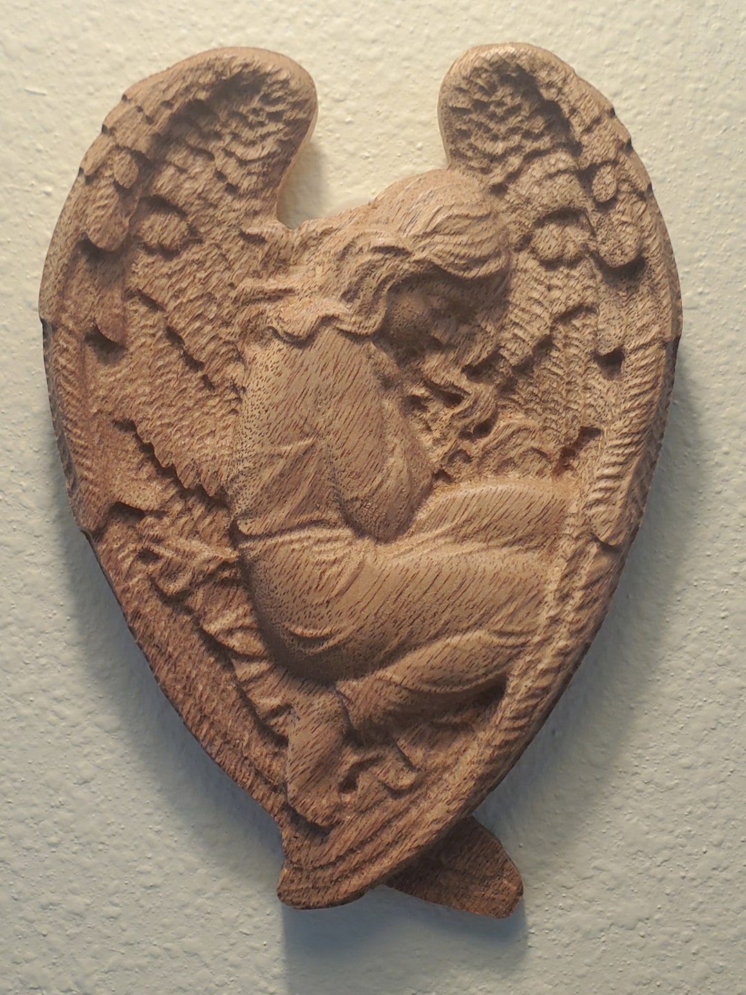 Angel Wooden Angel Wood Sculpture Wood Carving Angel Sculpture Wood ...