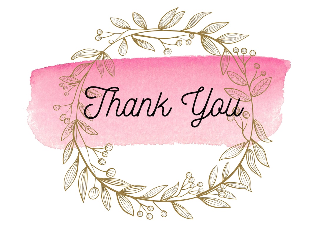 Pink & Floral Thank You Note - Etsy