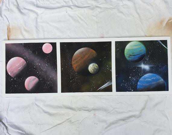 Spray Painting Art Framed Seperate Solar Systems | Etsy