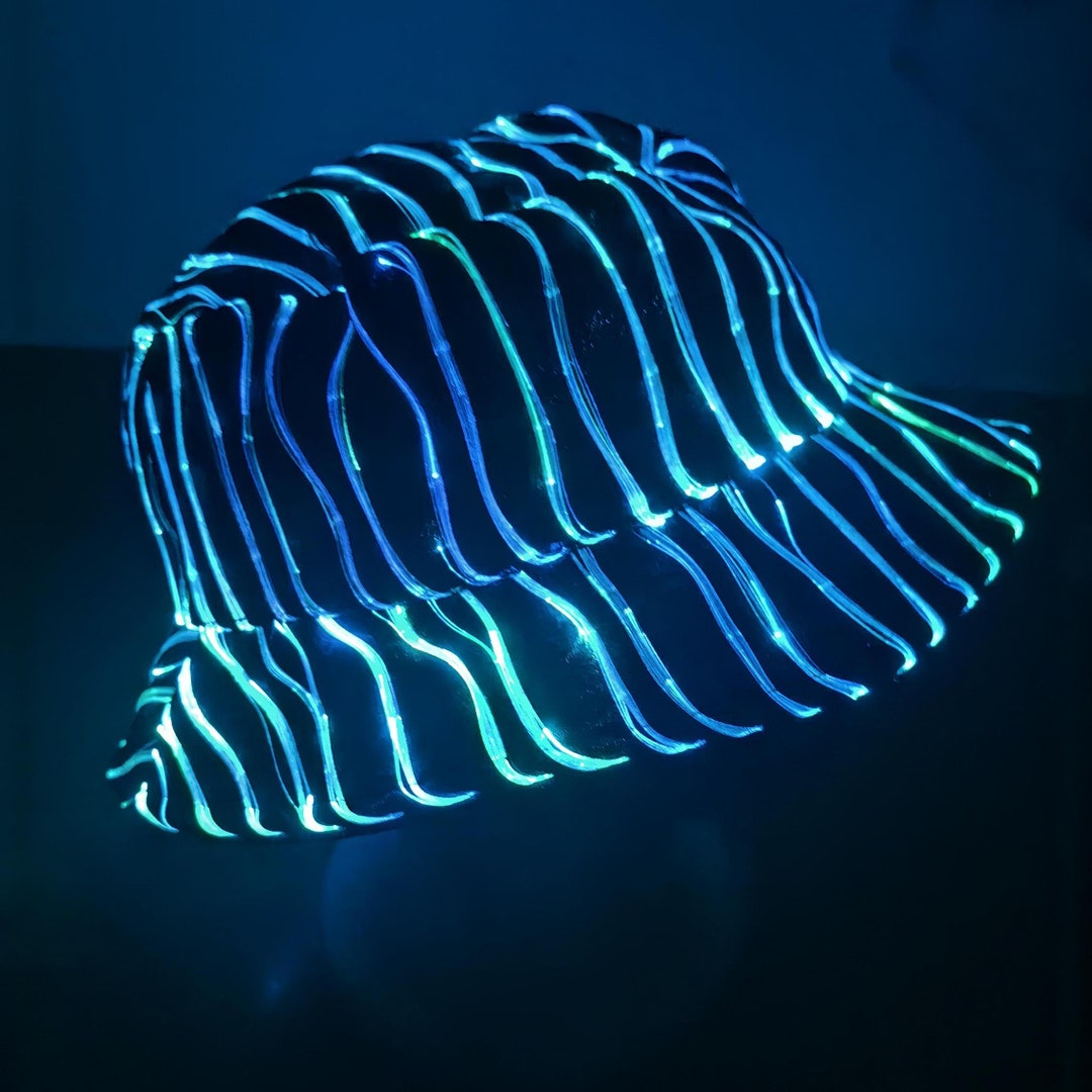Light up Rave Bucket Hat /7 Colors Flashing Glow LED Hat /crazy Hats ...