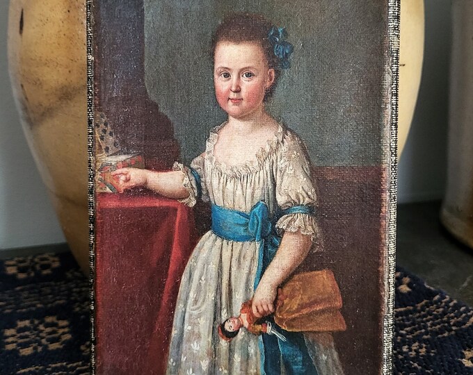 Primitive Colonial Child With Doll Cards Canvas - Etsy