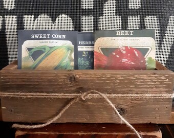 Primitive Farmhouse Vintage Seed Packet Recycled Wood Box | Etsy