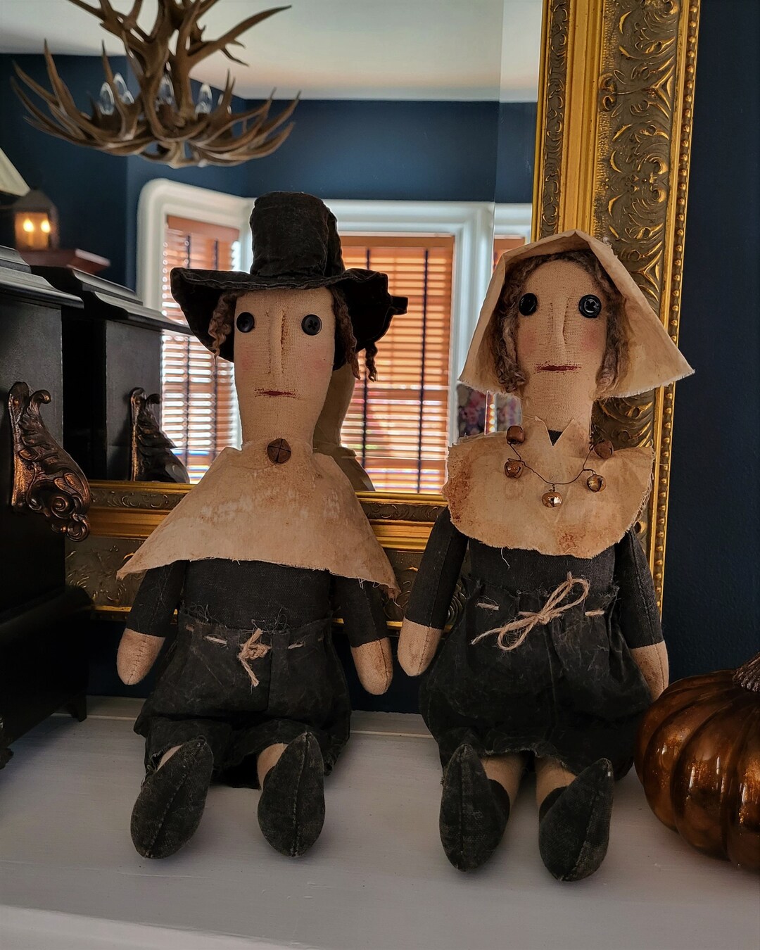 Primitive Farmhouse Colonial Pair of Pilgrim Dolls - Etsy