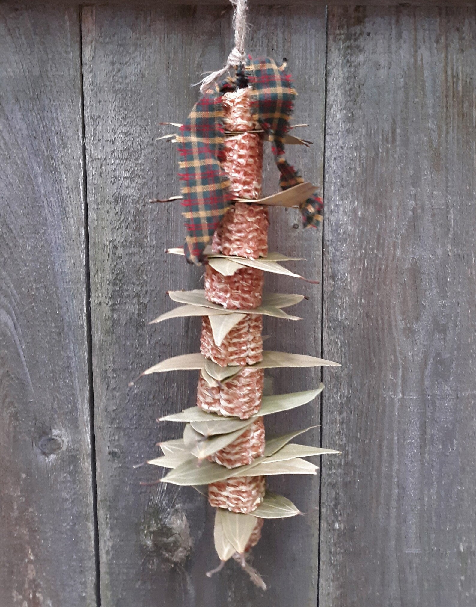 Primitive Corn Cob Bay Leaf Twine Cupboard Hang Make Do | Etsy