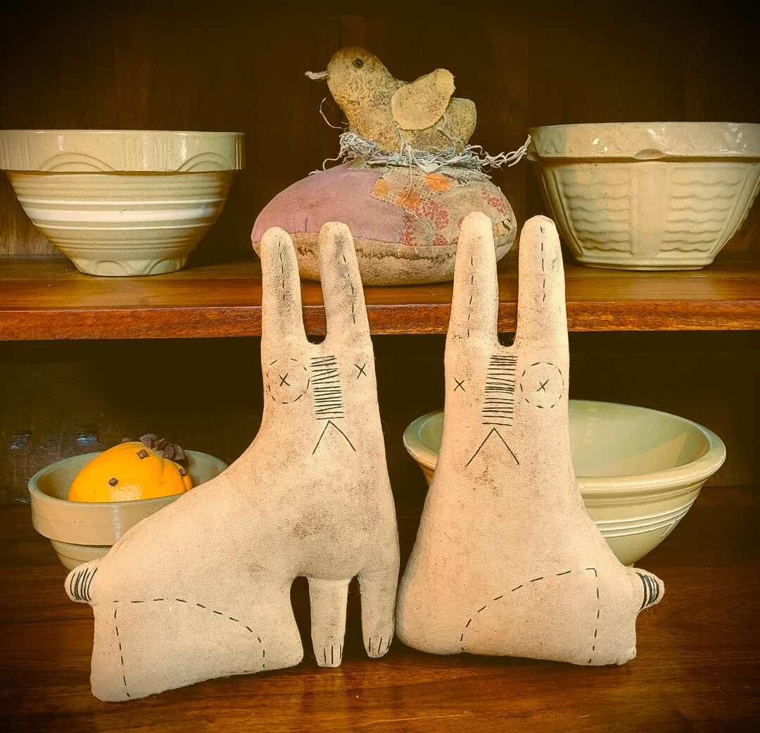 Primitive Bunny Rabbit Easter Farmhouse Folk Art Cupboard Tuck - Etsy