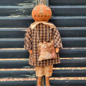 Primitive Fall Autumn Halloween Pumpkin Doll OOAK - Etsy