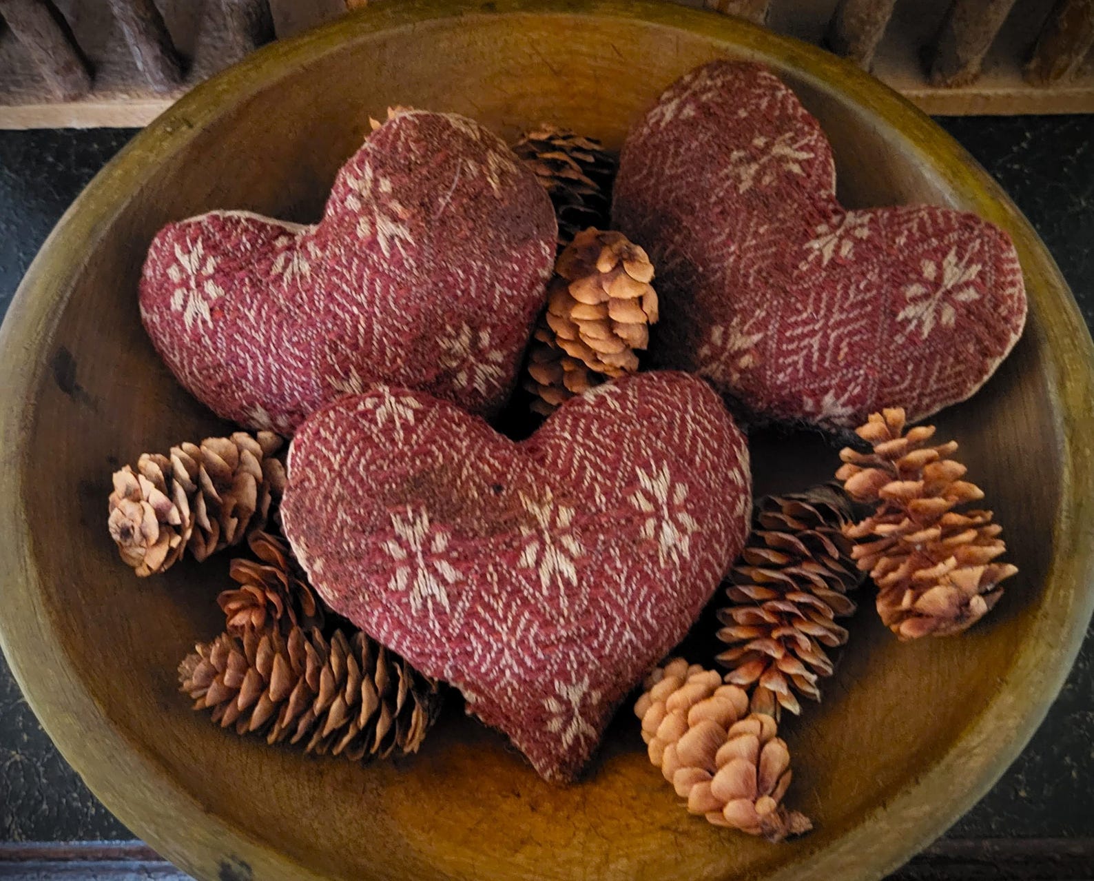 Primitive Colonial Coverlet Heart Bowl Fillers Set of Three - Etsy