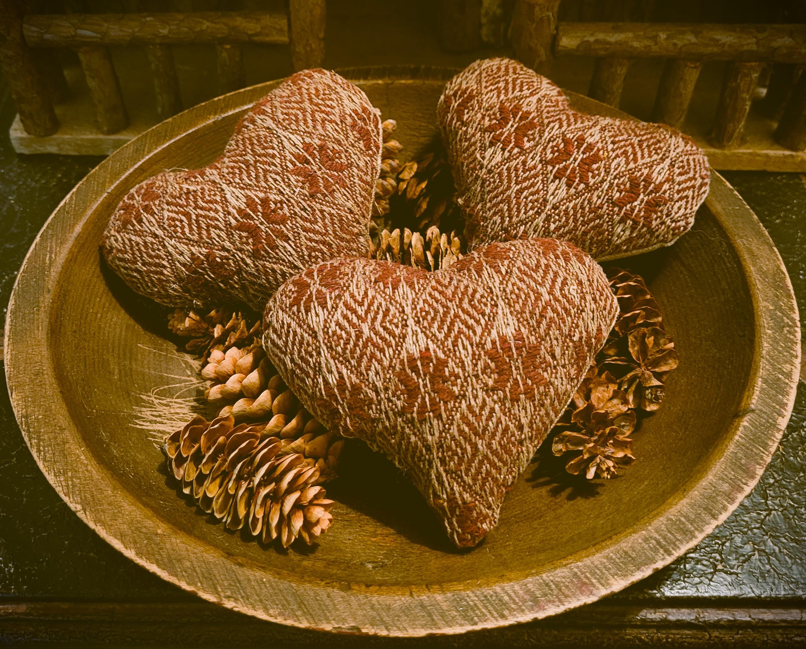 Primitive Colonial Coverlet Heart Bowl Fillers Set of Three - Etsy