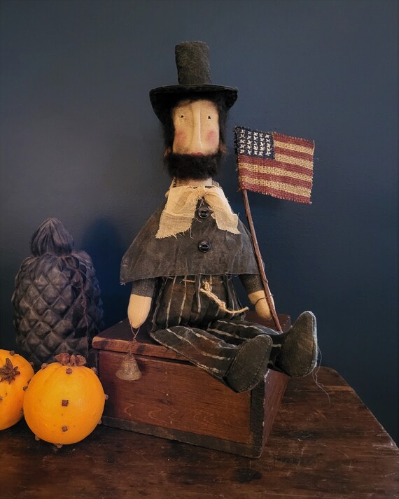 Primitive Farmhouse Americana Patriotic Folk Art Abraham - Etsy