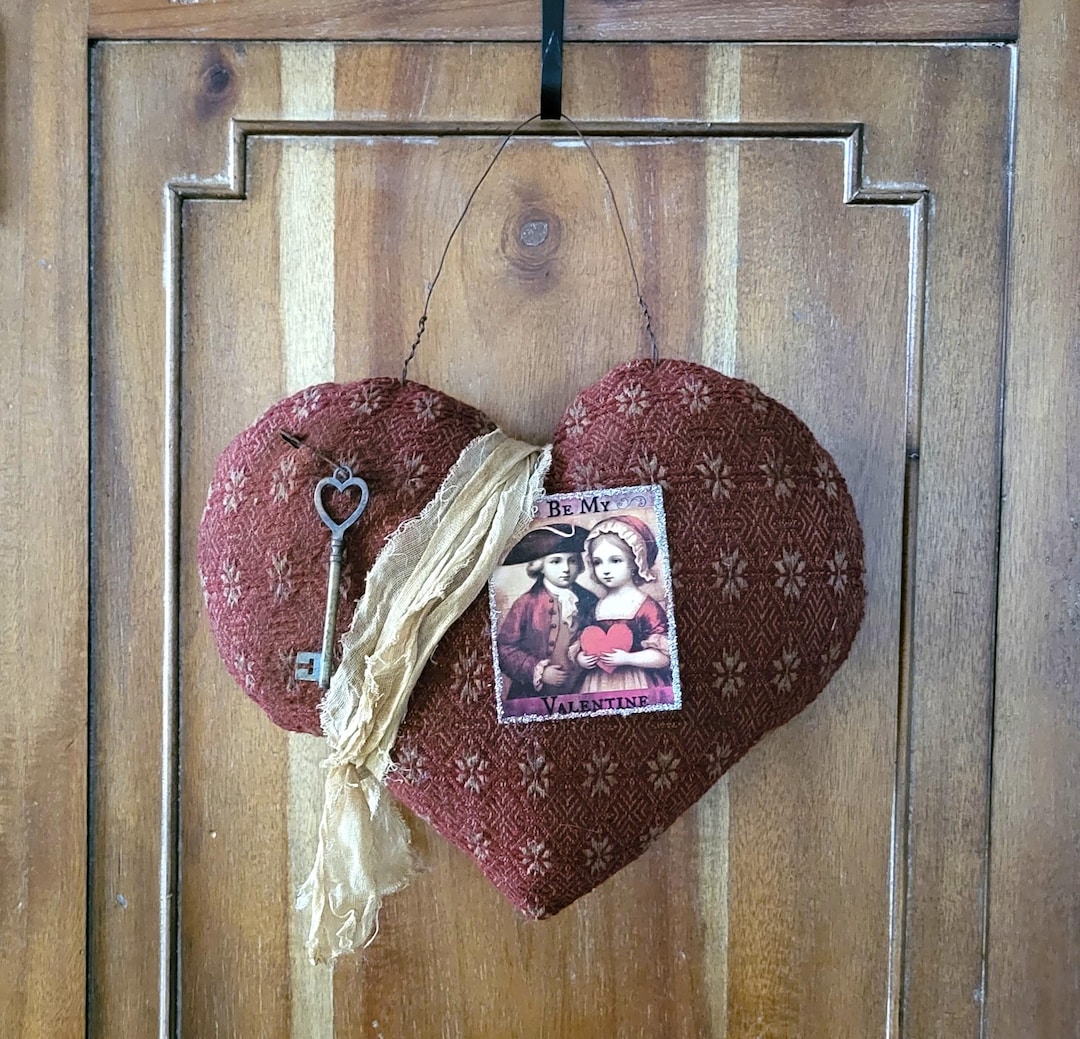 Primitive Colonial Coverlet Valentine Heart Cupboard Hang - Etsy