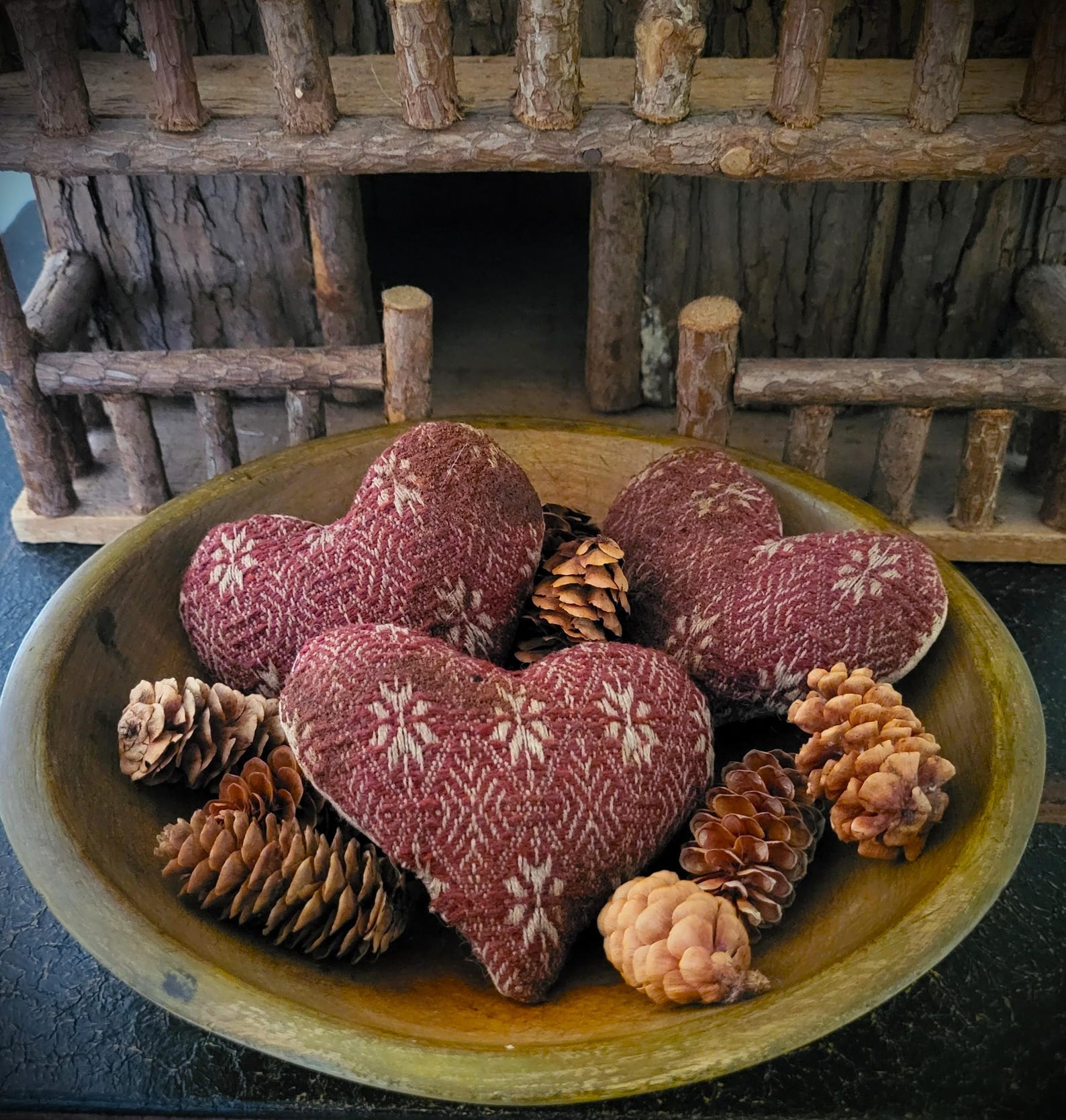 Primitive Colonial Coverlet Heart Bowl Fillers Set of Three - Etsy