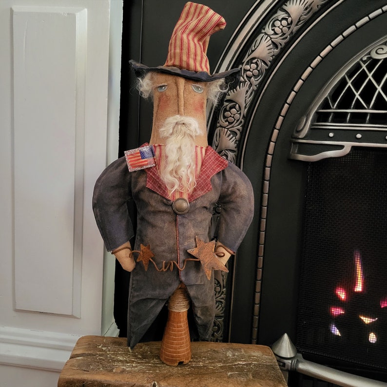 Primitive Farmhouse Americana Folk Art Uncle Sam Vintage - Etsy