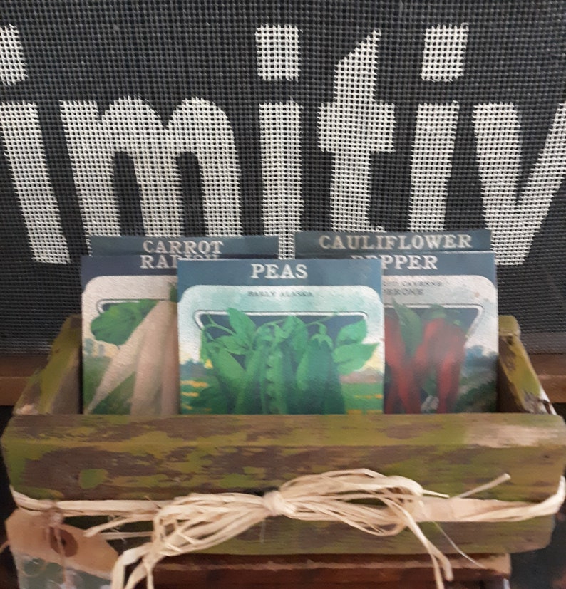 Primitive Farmhouse Vintage Seed Packet Recycled Wood Box - Etsy