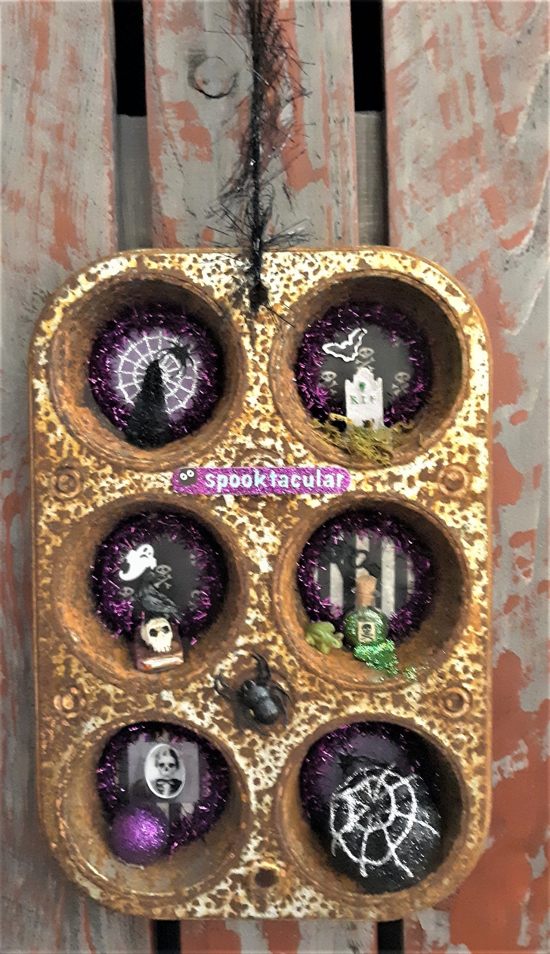 Primitive Halloween Spooky Muffin Tin - Etsy