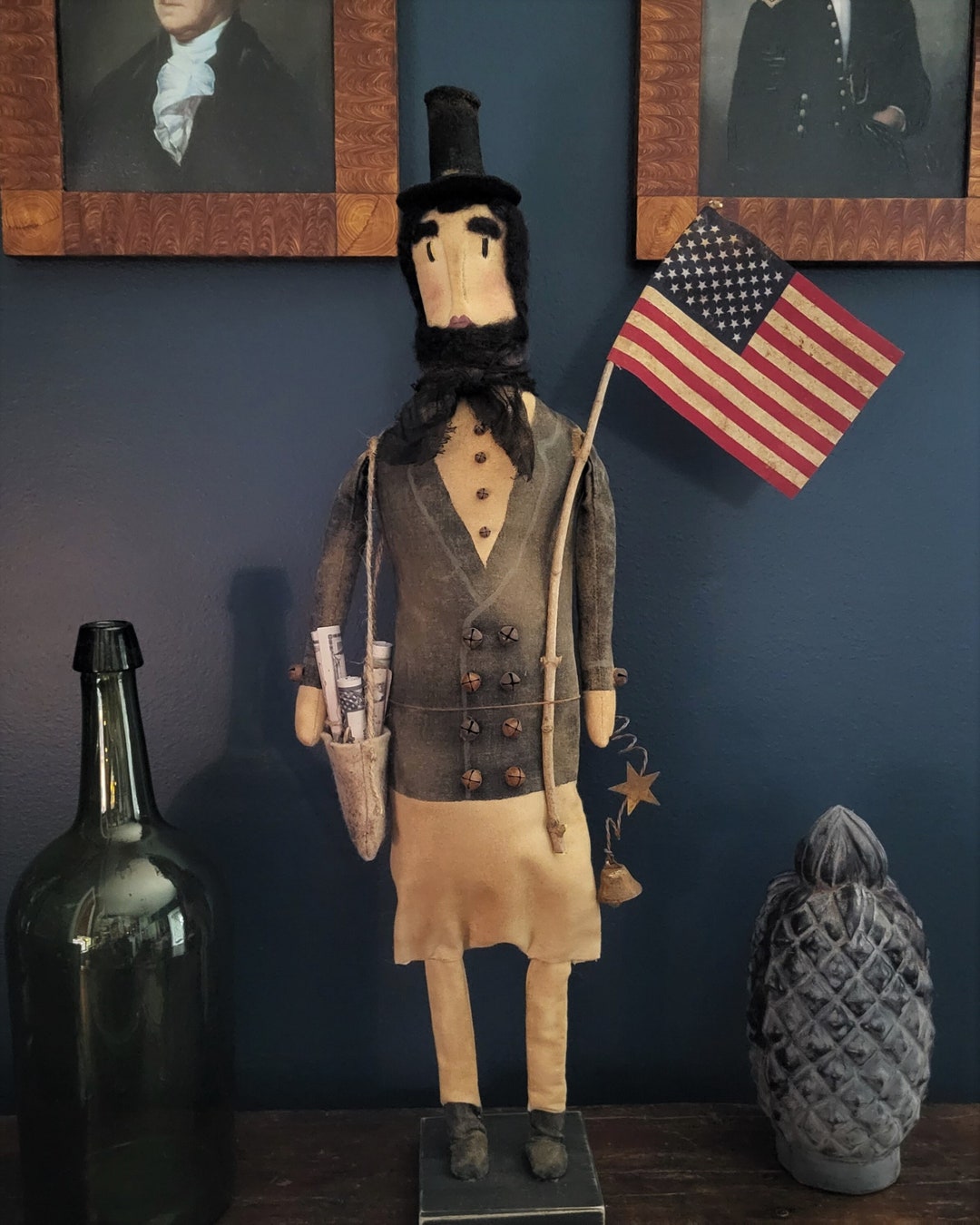 Primitive Farmhouse Americana Patriotic Folk Art Abraham Lincoln - Etsy