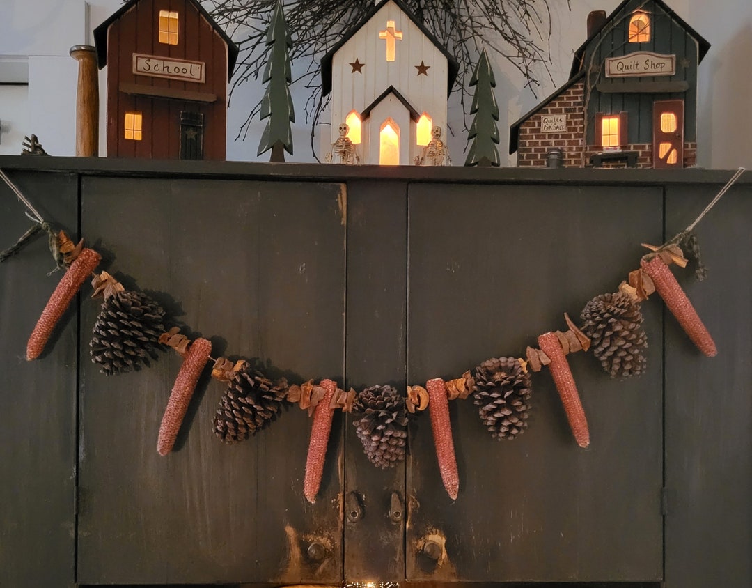 Primitive Rustic Dried Corn Cob Pine Cone Sweet Potato Garland - Etsy