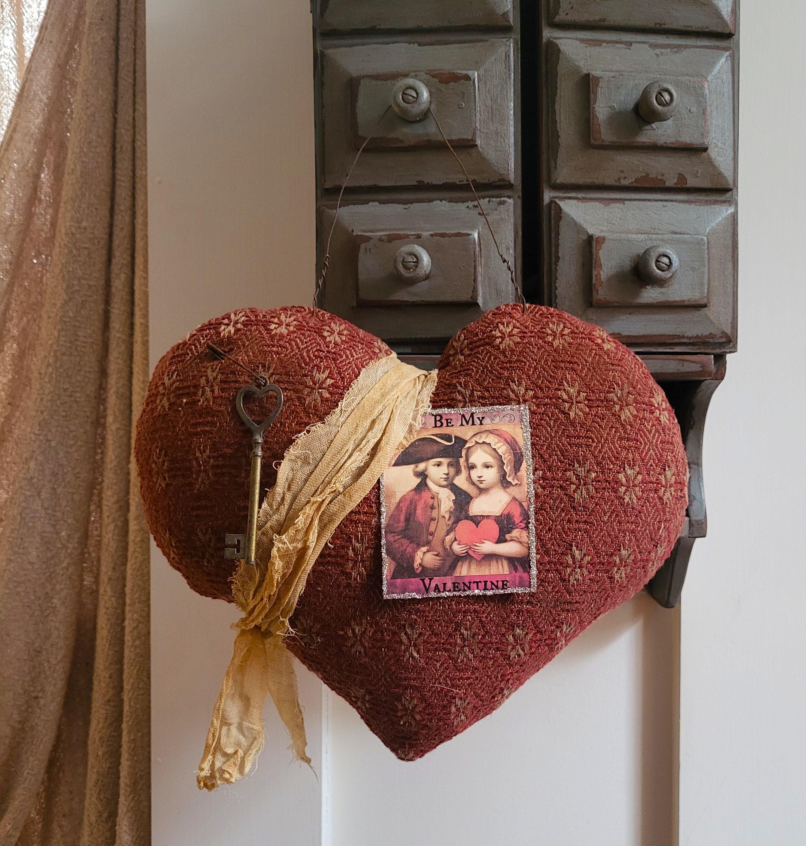 Primitive Colonial Coverlet Valentine Heart Cupboard Hang - Etsy