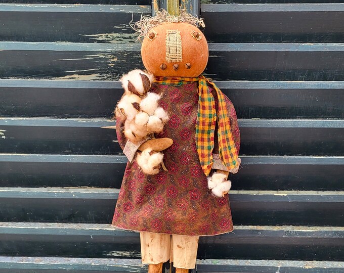 Primitive Fall Autumn Halloween Pumpkin Doll OOAK - Etsy