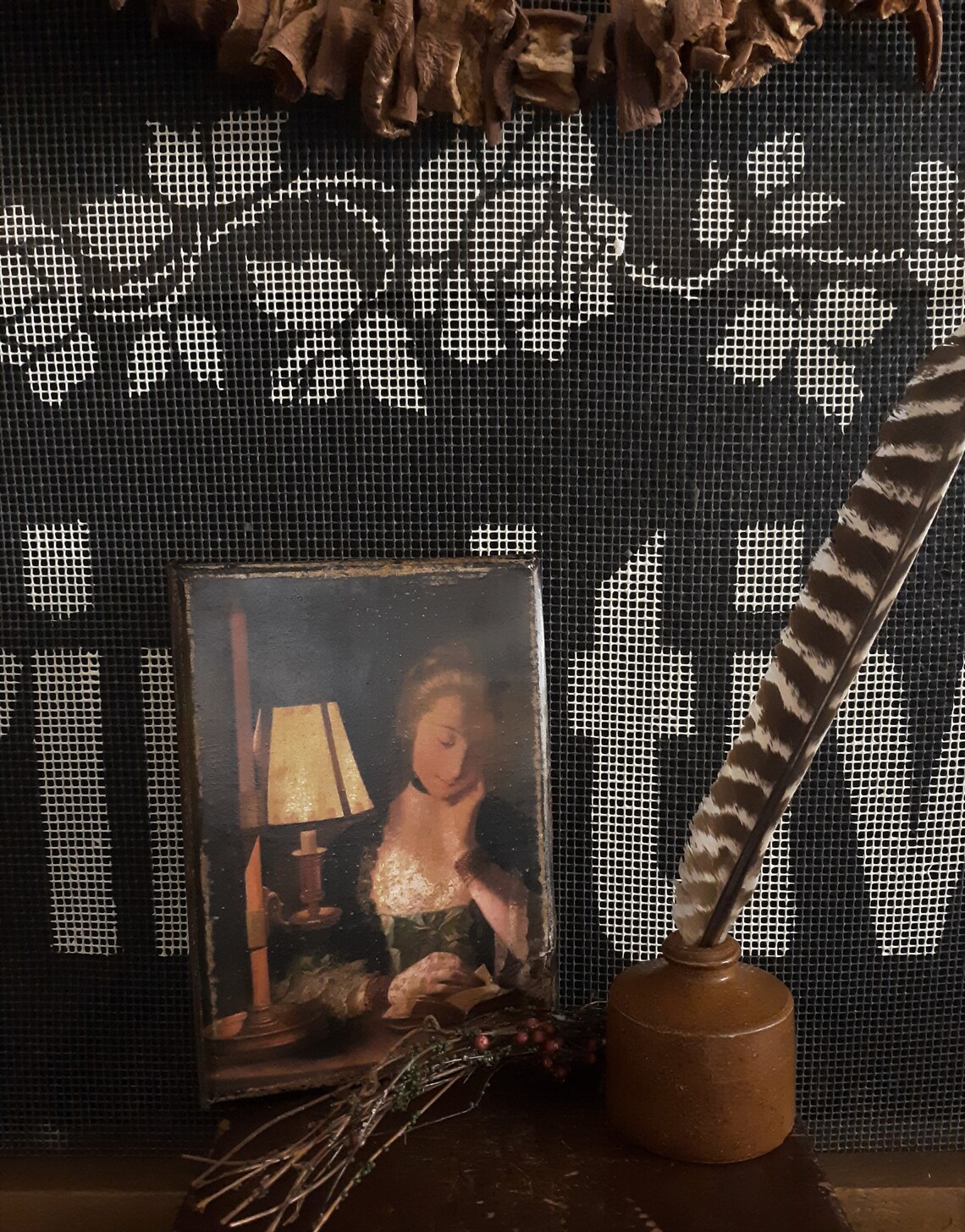 Primitive Colonial Woman Reading Canvas - Etsy