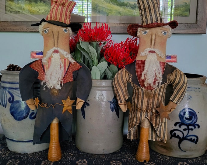 Primitive Farmhouse Americana Folk Art Uncle Sam Vintage Bobbin - Etsy