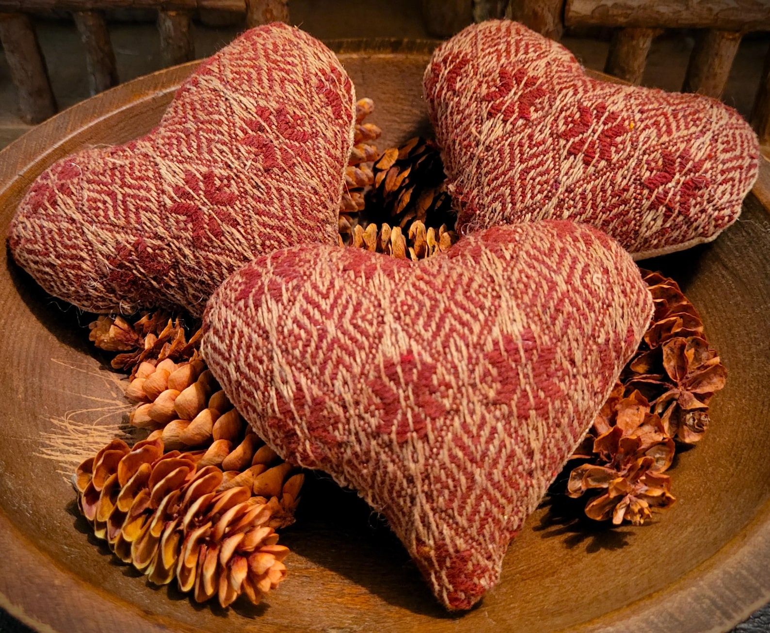 Primitive Colonial Coverlet Heart Bowl Fillers Set of Three - Etsy