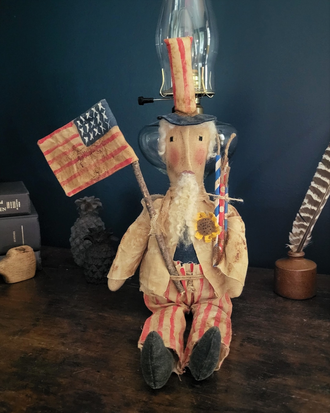 Primitive Farmhouse Folk Art Uncle Sam - Etsy