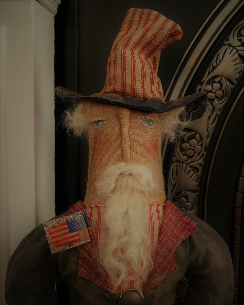 Primitive Farmhouse Americana Folk Art Uncle Sam Vintage - Etsy