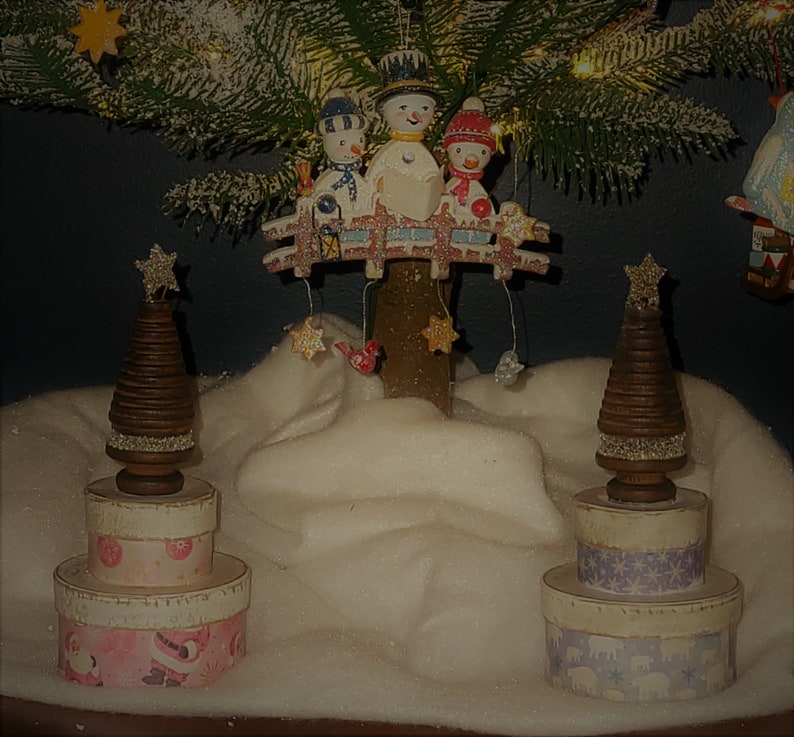 Primitive Christmas Bobbin Tree Paper Mache Santa Polar Bear - Etsy