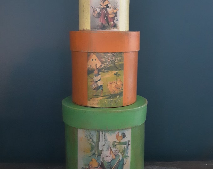 Primitive Easter Bunnies Chicks Colored Eggs Paper Mache Boxes - Etsy