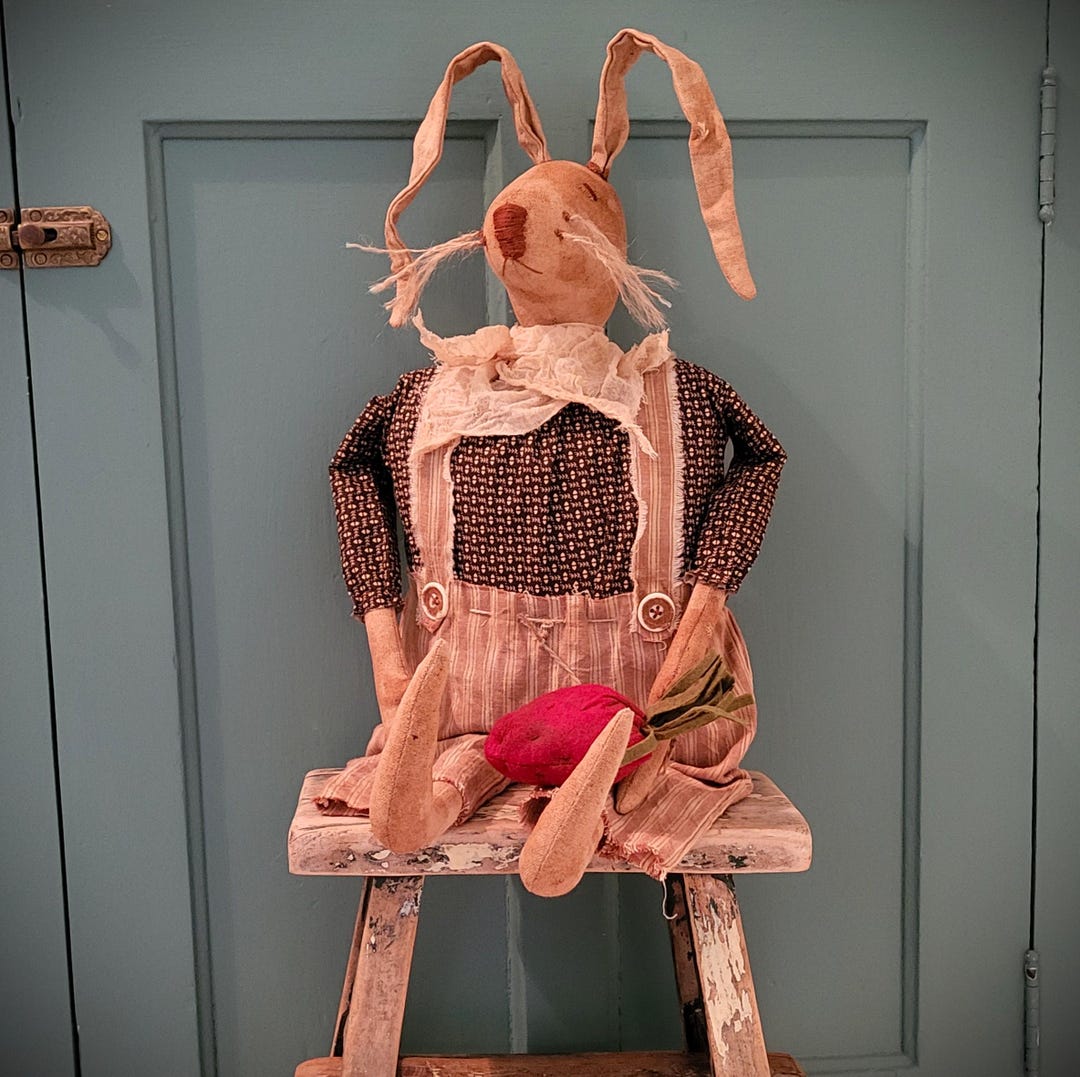 Primitive Grungy Easter Bunny Rabbit Strawberry - Etsy