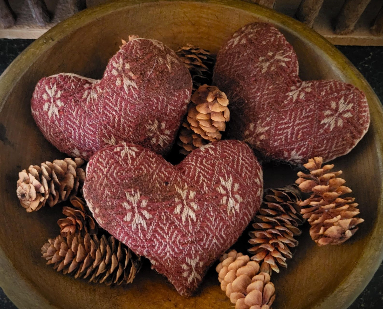Primitive Colonial Coverlet Heart Bowl Fillers Set of Three - Etsy