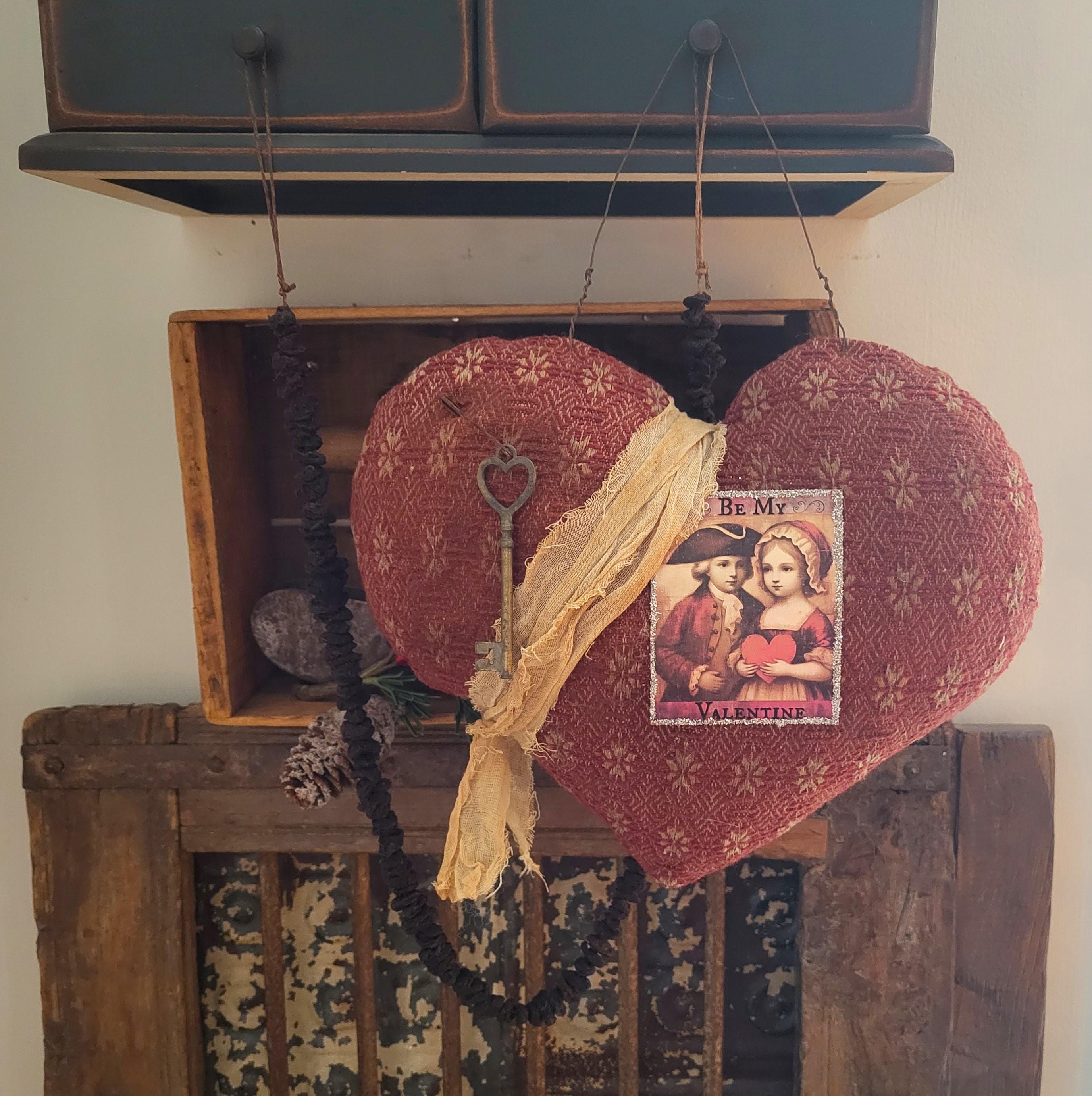 Primitive Colonial Coverlet Valentine Heart Cupboard Hang - Etsy