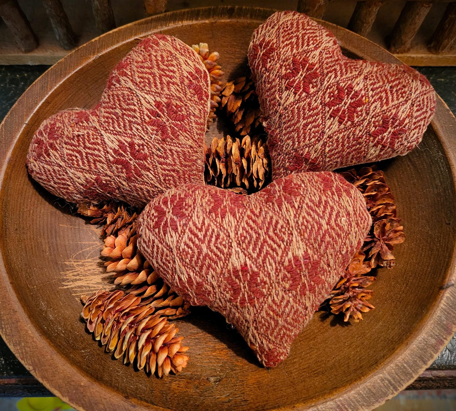 Primitive Colonial Coverlet Heart Bowl Fillers Set of Three - Etsy