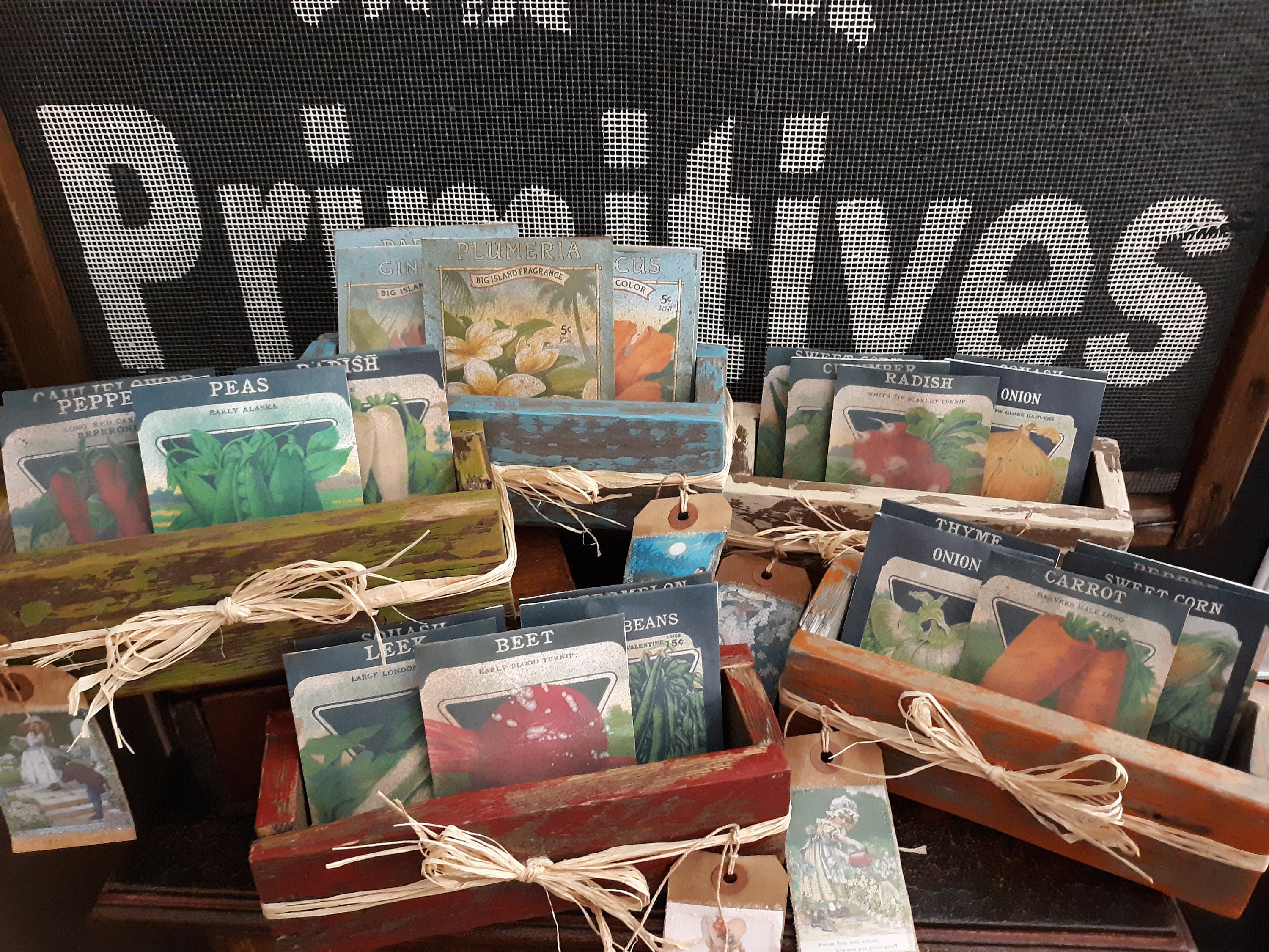 Primitive Farmhouse Vintage Seed Packet Recycled Wood Box | Etsy