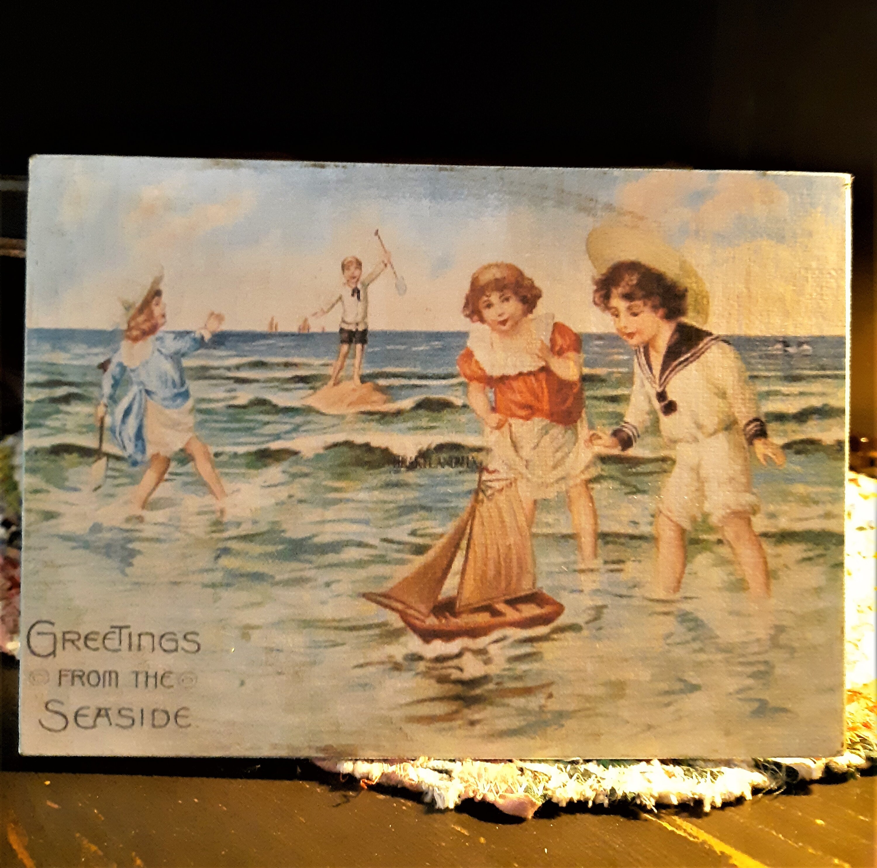 Primitive Ocean Sea Children Vacation Seaside Vintage Postcard | Etsy