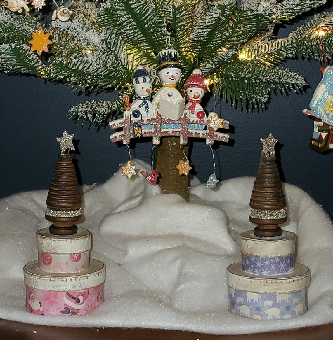 Primitive Christmas Bobbin Tree Paper Mache Santa Polar Bear - Etsy