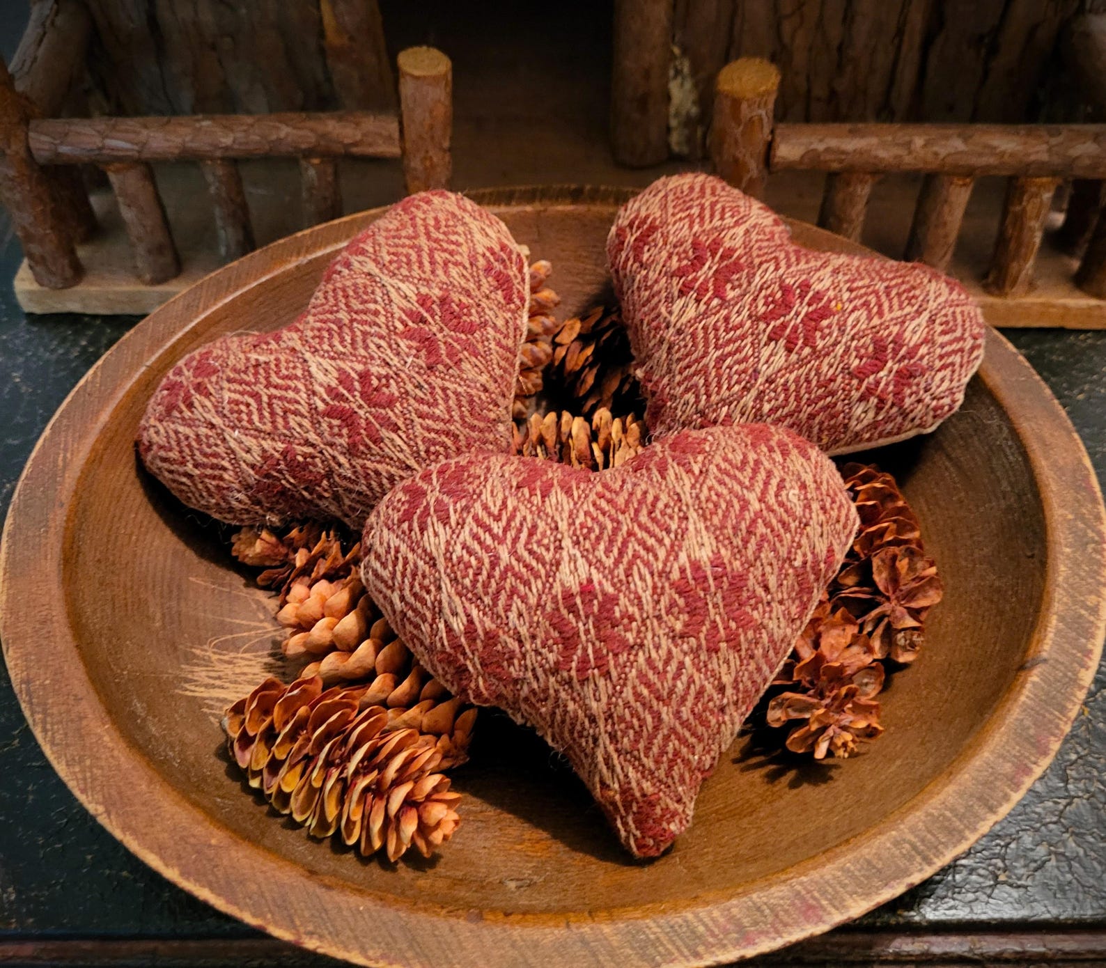 Primitive Colonial Coverlet Heart Bowl Fillers Set of Three - Etsy