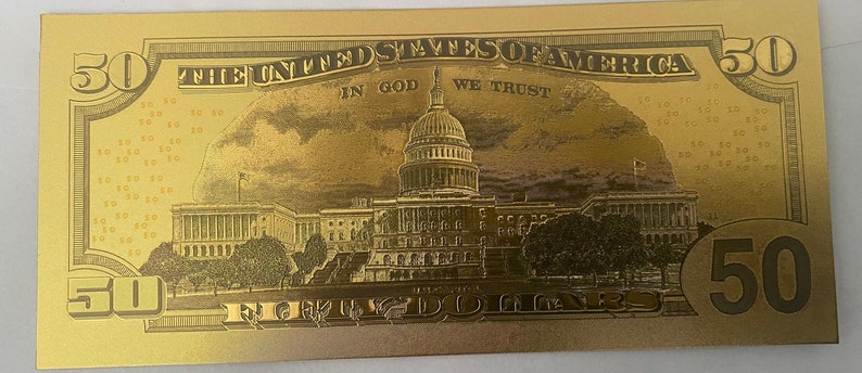 Gold 50 Dollar Bill Abundance Money and Wealth Money - Etsy