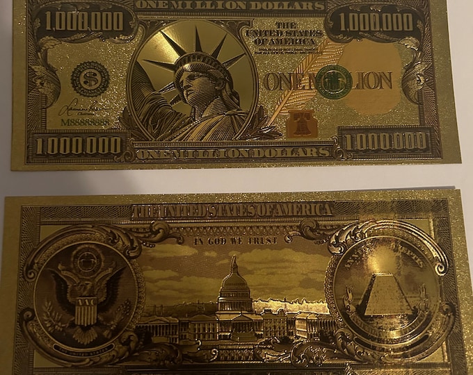 Gold Million Dollar Bill, Gold Banknote, One Million, Money Gold Note ...