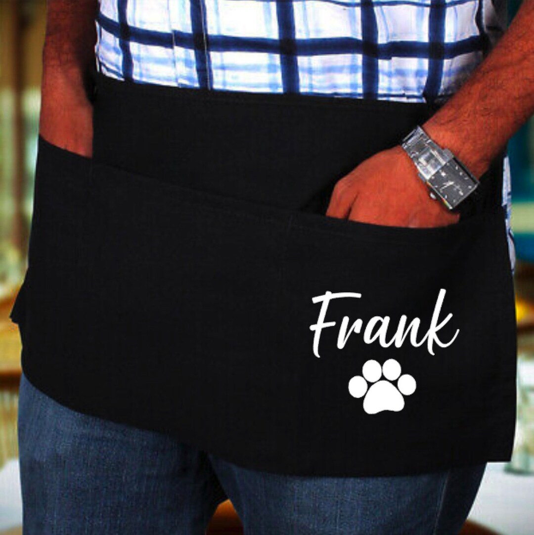 Dog Grooming Half Apron, Personalized Pawprint Dog Groomer's Apron With ...