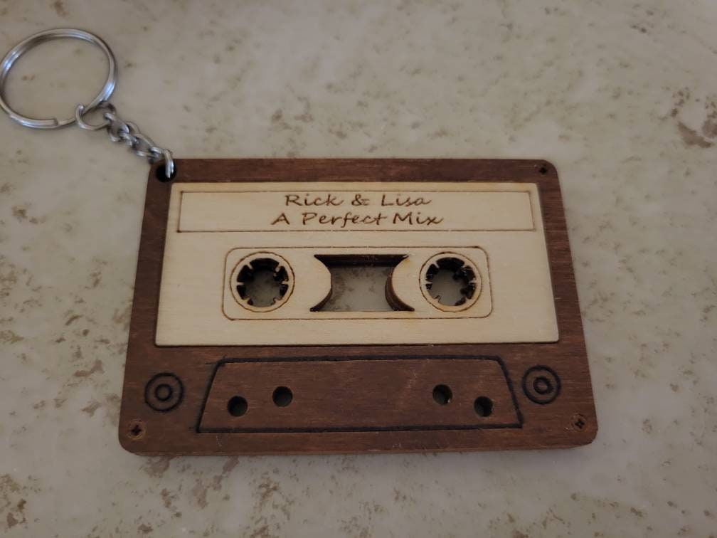 Retro 80's/90's Two Toned Wooden Cassette Keychain Perfect for Couples ...
