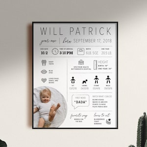 Personalized First Birthday Baby Infographic - Etsy
