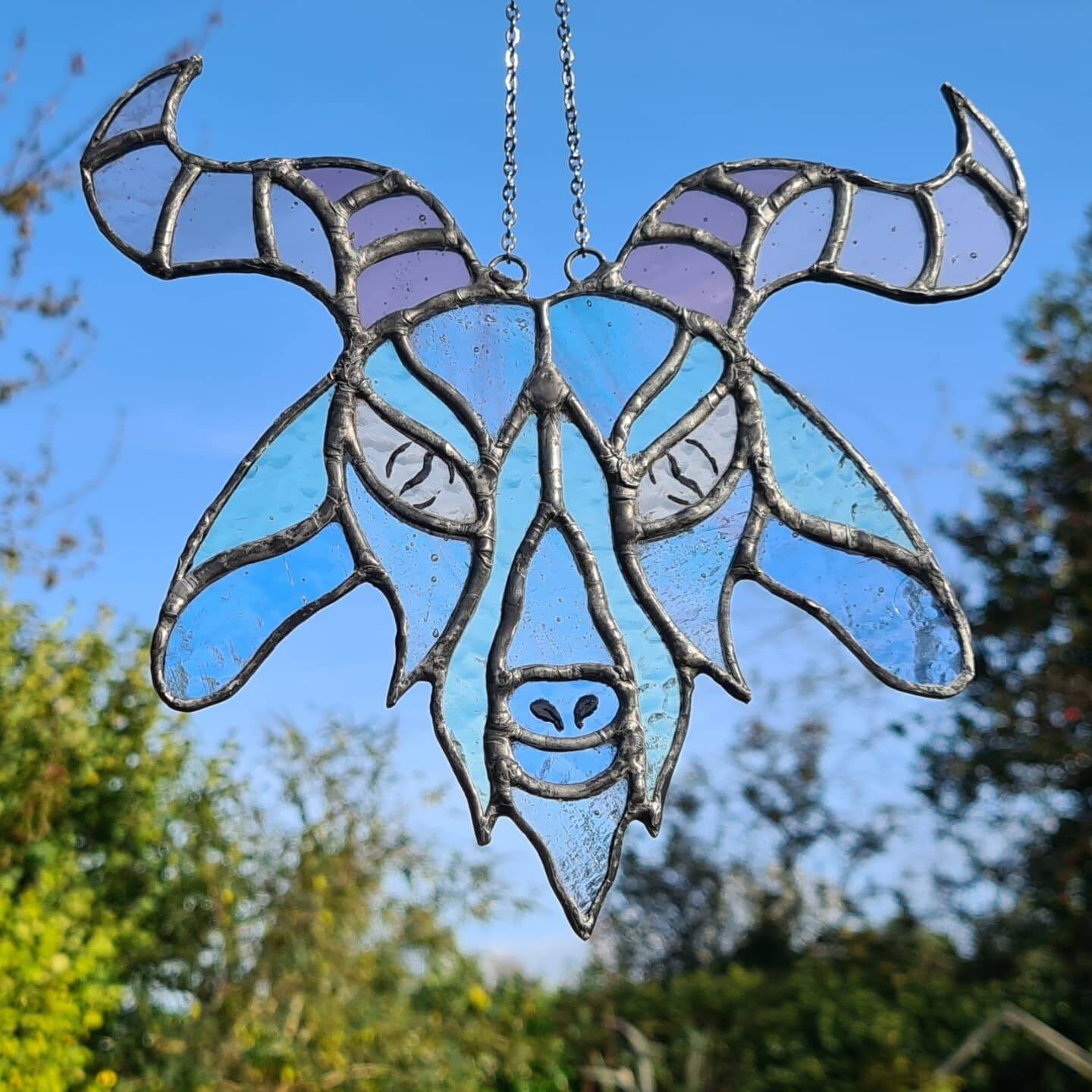 Pastel Goat Stained Glass Hanging Decor - Etsy
