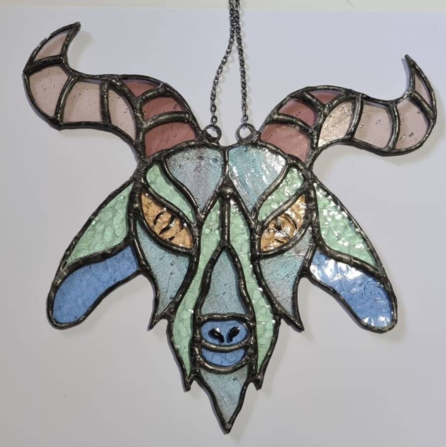 Pastel Goat Stained Glass Hanging Decor - Etsy