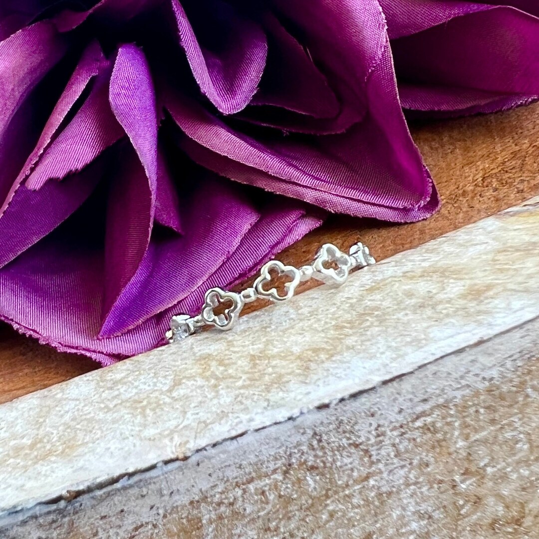 925 Sterling Silver Clover Band / 4mm Openwork Clover Band / Quatrefoil ...