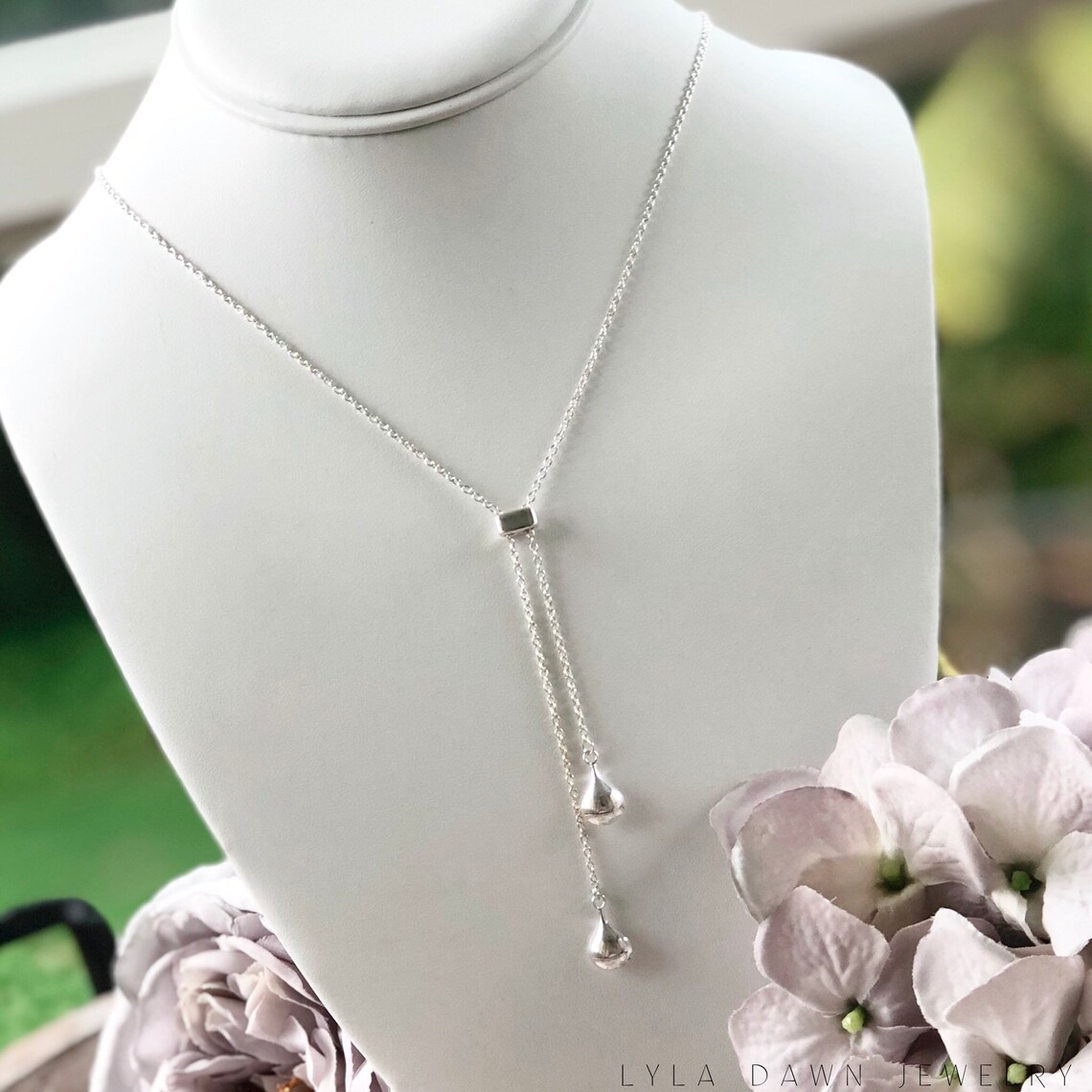 Sterling Silver Adjustable Lariat Necklace / Cascading | Etsy