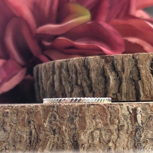 Sparkle Sterling Silver Stacking Ring Simple Everyday - Etsy