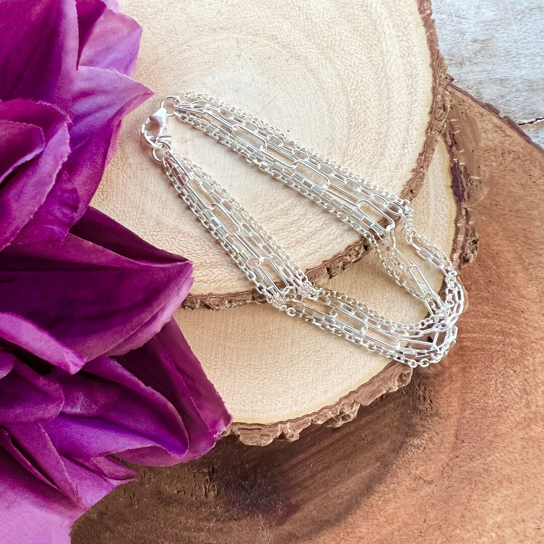 Multi-strand Link Bracelet / 925 Sterling Silver Chain Bracelet / 5 ...