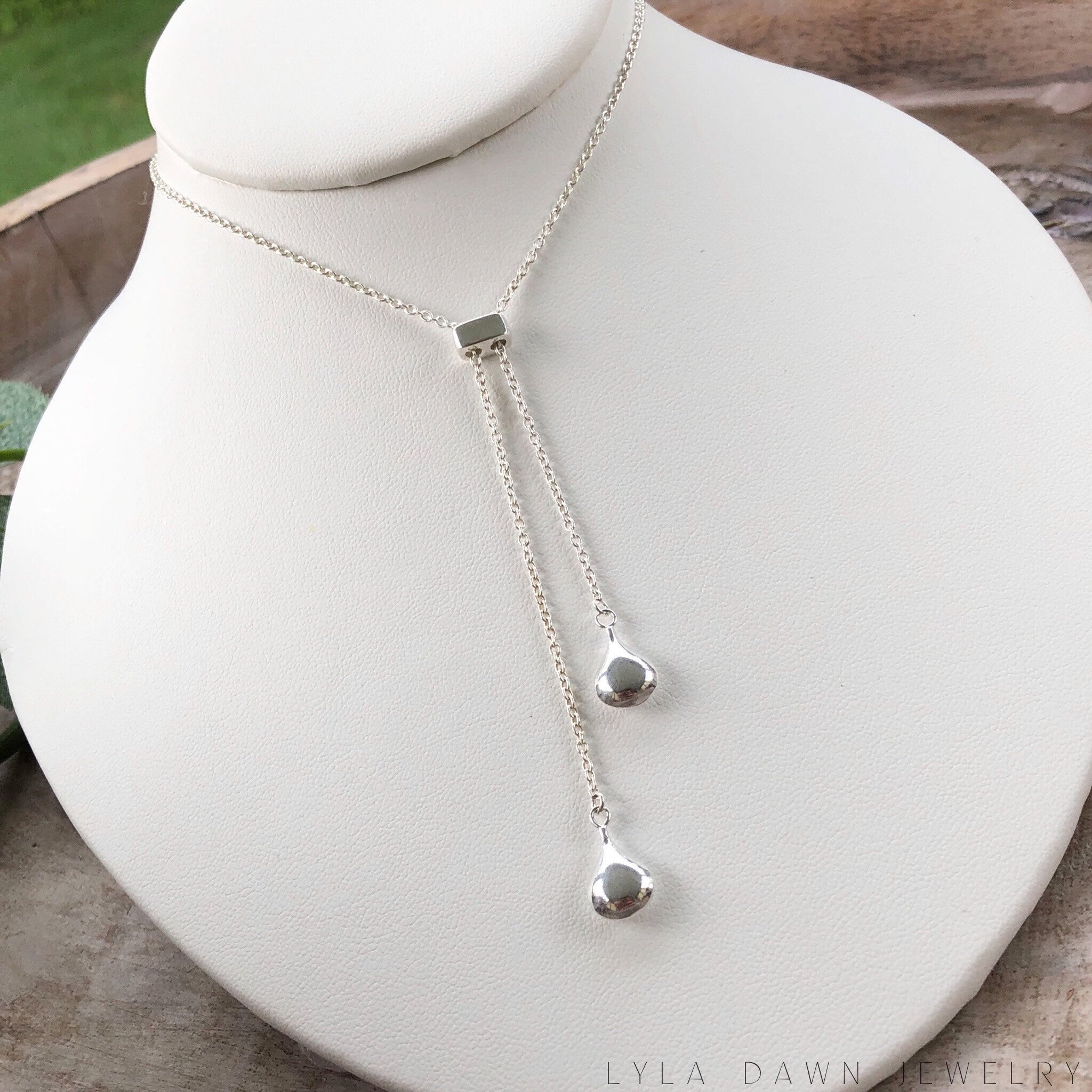 Sterling Silver Adjustable Lariat Necklace / Cascading | Etsy