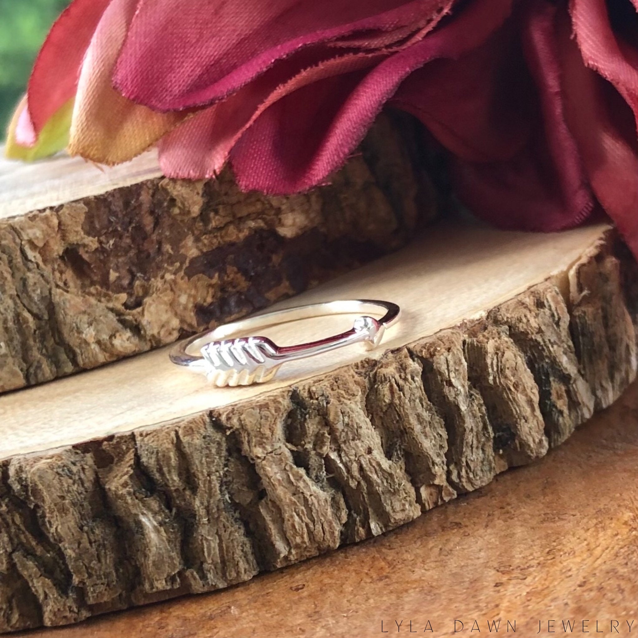 Sterling Silver Arrow Ring / 4mm Solid Silver Stacking Ring / Dainty ...